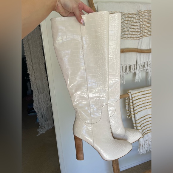 Bellini | Shoes | White Croc Knee High Boot | Poshmark